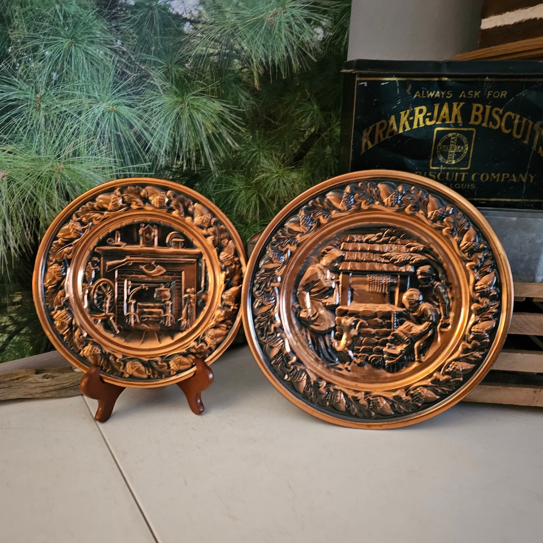 Copper Peerage Wall Plates Embossed Acorn Leaf Border Fireplace & Well ...