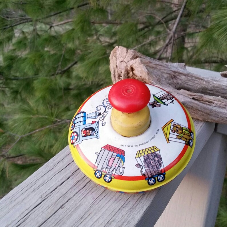 Vintage Ohio Art Metal Spinning Top With Circus Train Graphics - Etsy