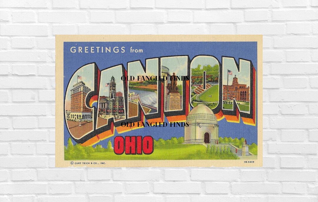 Digital Download Big Letters Greetings From CANTON OHIO Curt Teich ...