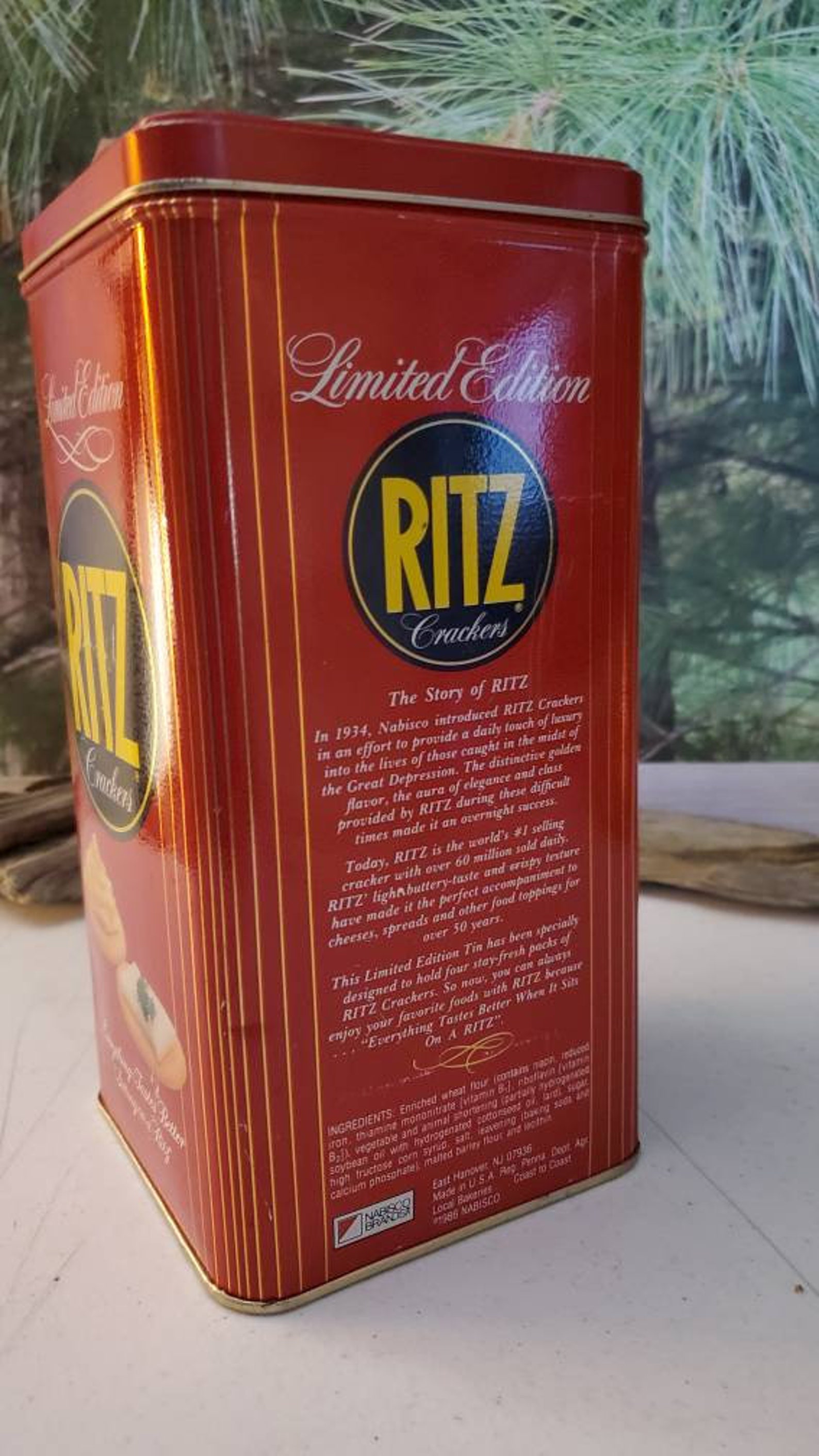 1987 Ritz Cracker Tin Red Yellow & Blue / Vintage Cracker Tin - Etsy