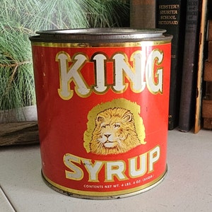 King Syrup Tin 4 Lbs 4 Ounces Pry Lid 1950s Vintage Advertising Can ...