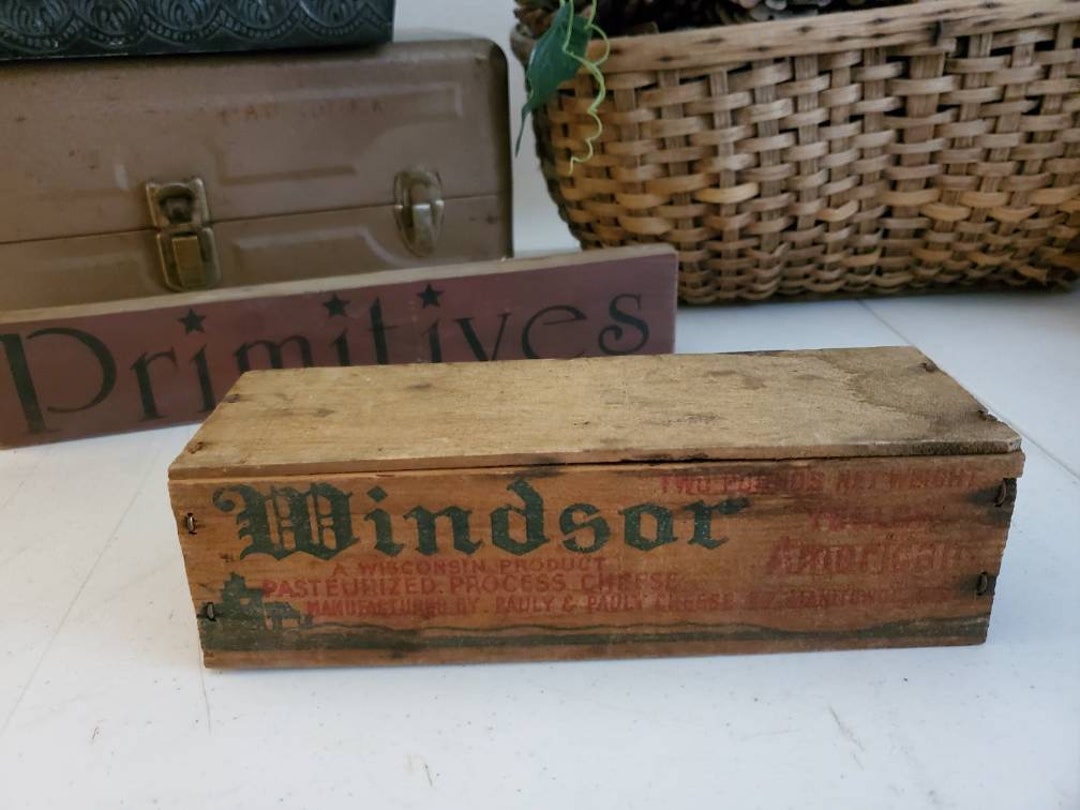 Old Windsor Yellow American Cheese Box Wood Advertising Cheese Box ...