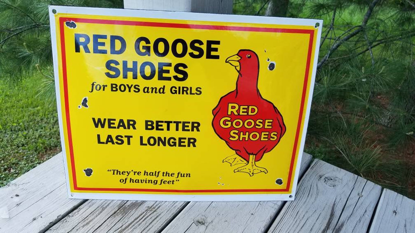 Porcelain Red Goose Shoes Sign Vintage Advertising Sign - Etsy