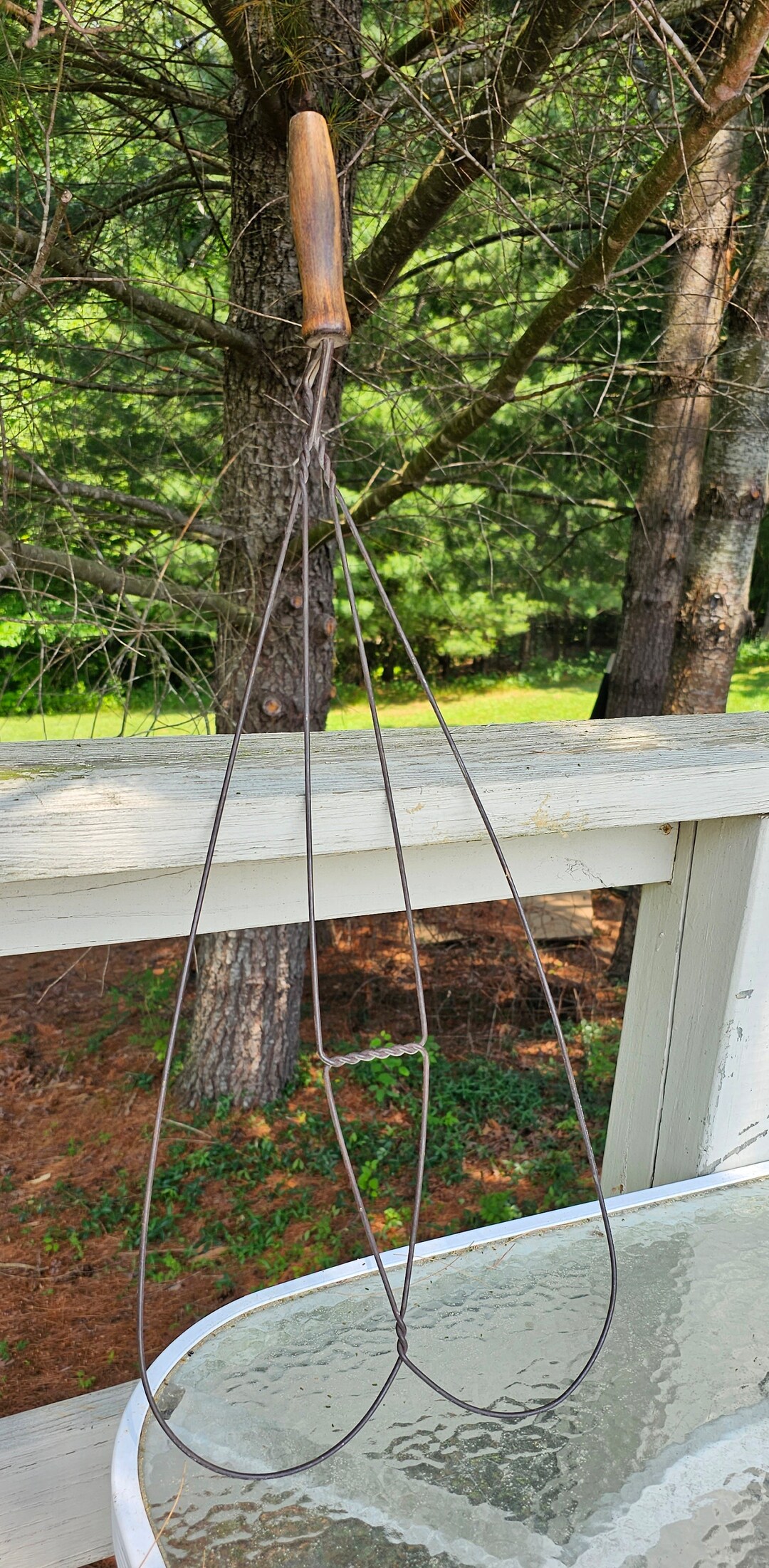 Primitive Large Twisted Wire Rug Beater Heart Shaped With Wood Handle ...