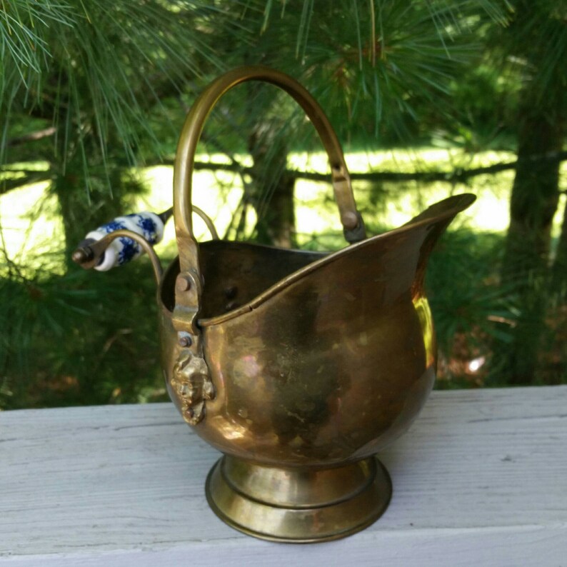 Extra Small Brass Coal Scuttle With Woman's Head Accents & - Etsy