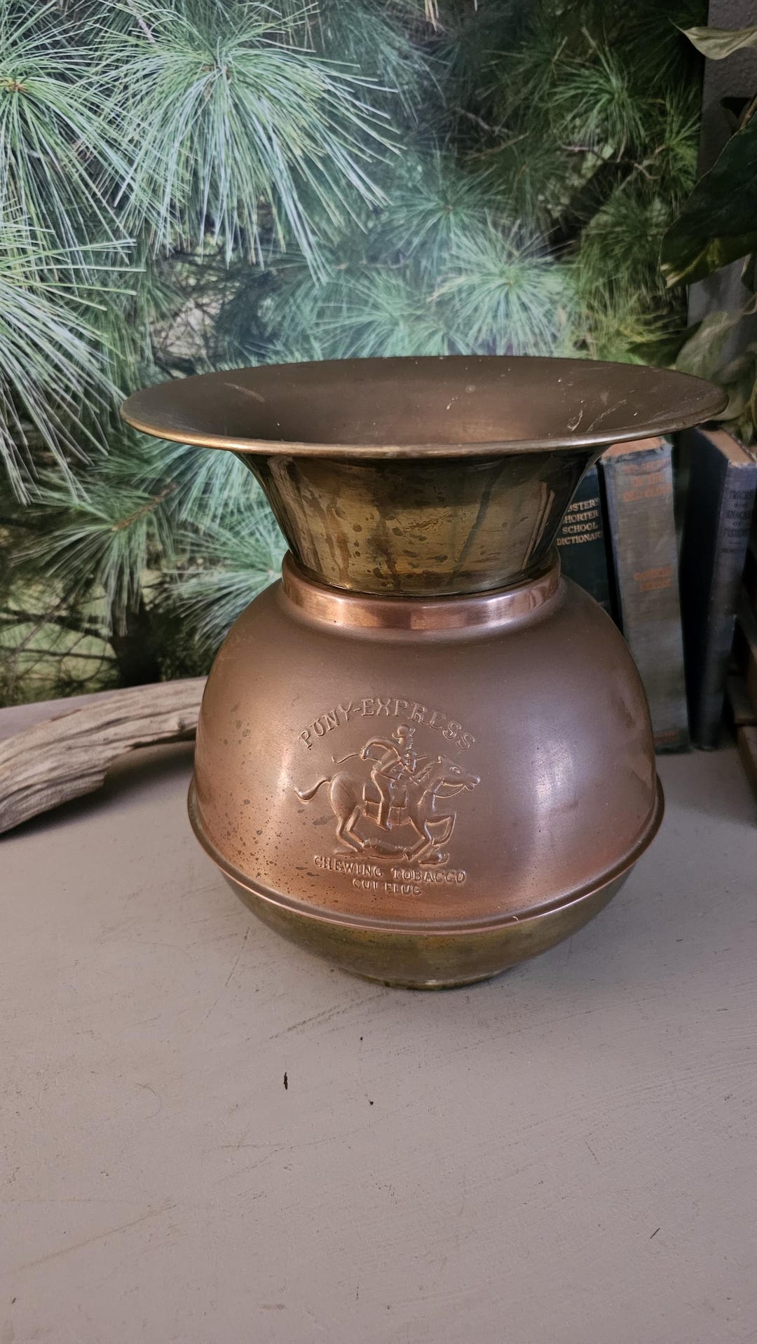 Brass & Copper Spittoon Pony Express Cut Plug Chewing Tobacco Brass ...