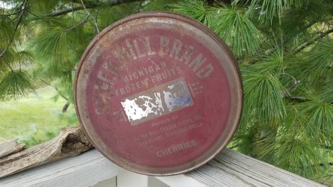 Distressed Old Silver Mill Brand Michigan Frozen Fruits Cherry Can Old ...