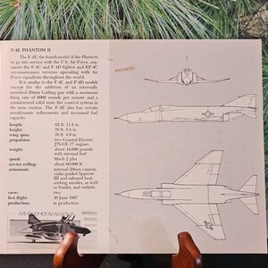 F-4E Phantom II Information Print Card U.S. Air Force Mcdonnell Douglas ...