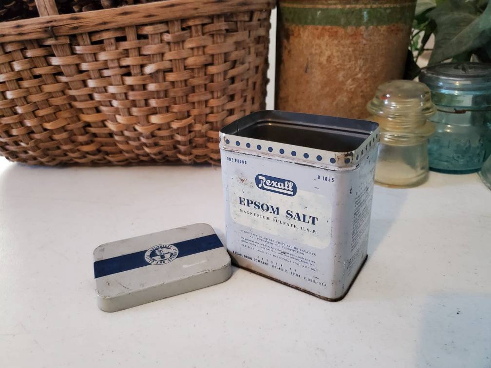 Rexall EPSOM SALT Tin 1 Pound Light Blue & Dark Blue Epsom | Etsy
