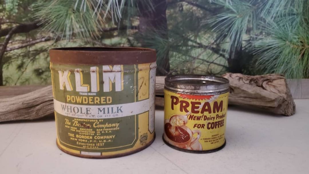 Klim Powdered Whole Milk & Pream Creamer Tin No Lids Collectible ...
