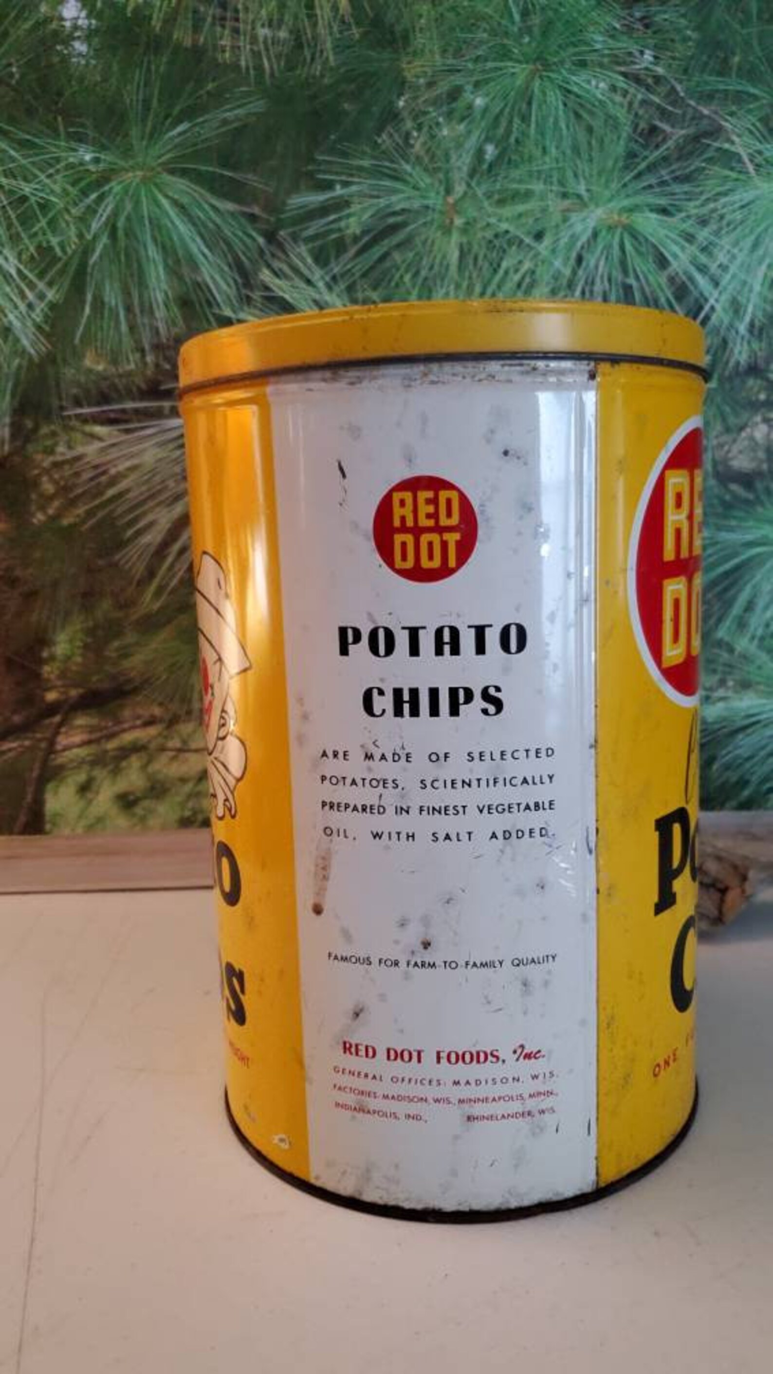 1950s Red Dot Potato Chip Tin Vintage Empty Yellow, Red, White & Black ...