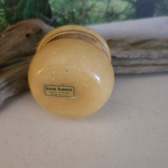 Small Round Genuine Hand Carved Alabaster Trinket Box… - Gem