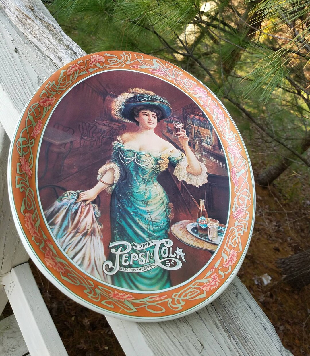 Pepsi-cola Oval Tray Features Gibson Girl 1970's / Collectible Soda ...