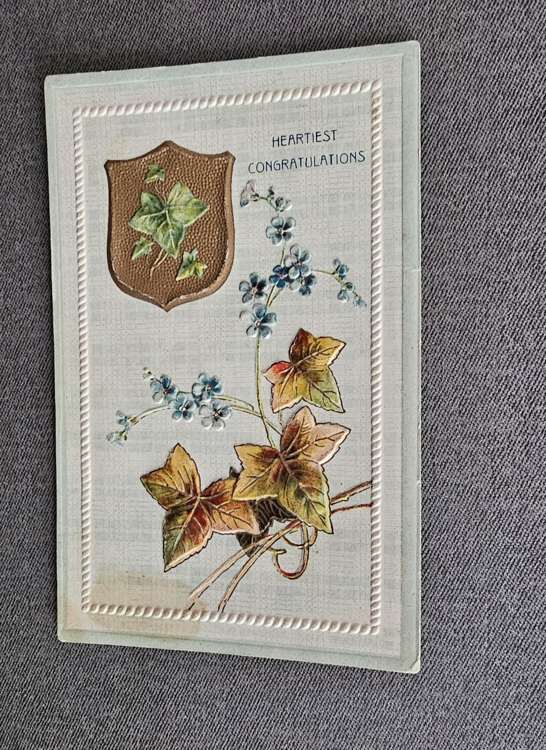 Heartiest Congratulations Embossed Flowers & Leaves Postcard Vintage ...