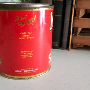 King Syrup Tin 4 Lbs 4 Ounces Pry Lid 1950s Vintage Advertising Can ...