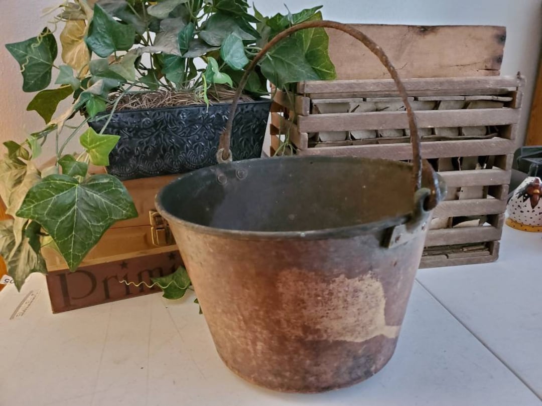 Antique Spun Brass Bucket Planter: Haydens Ansonia, Iron Handle - Etsy