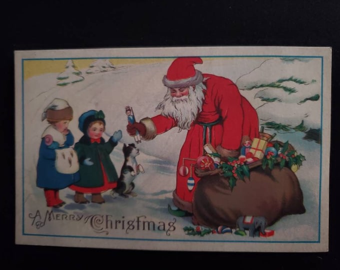 Antique Santa With Children Postcard / A Merry Christmas Santa Postcard ...