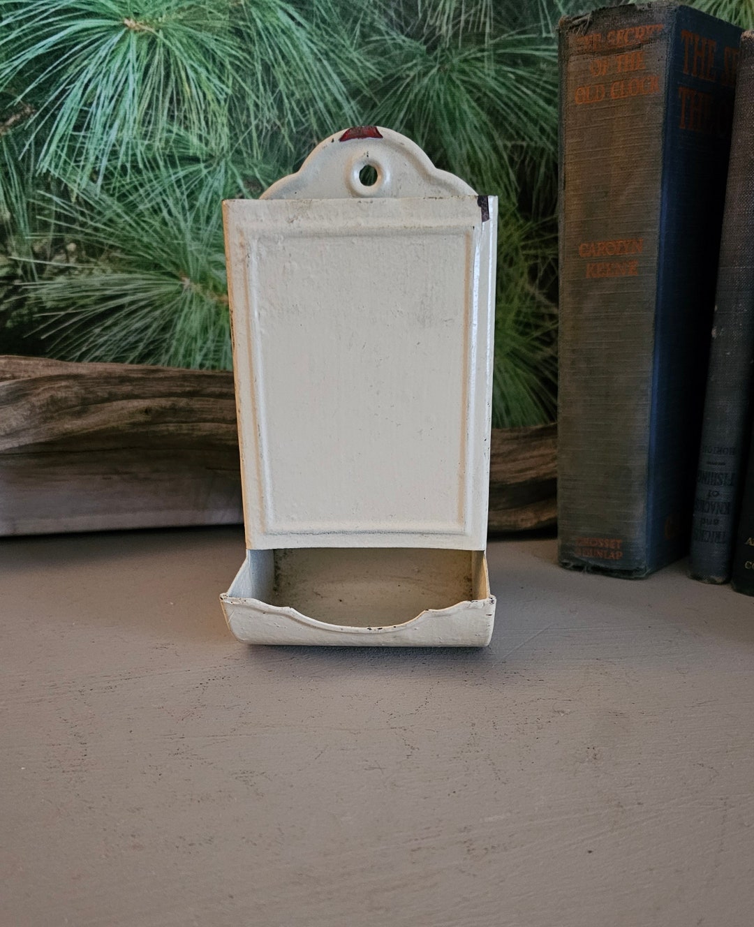 Distressed off White Metal Matchbox Holder With Chippy Paint Rustic ...