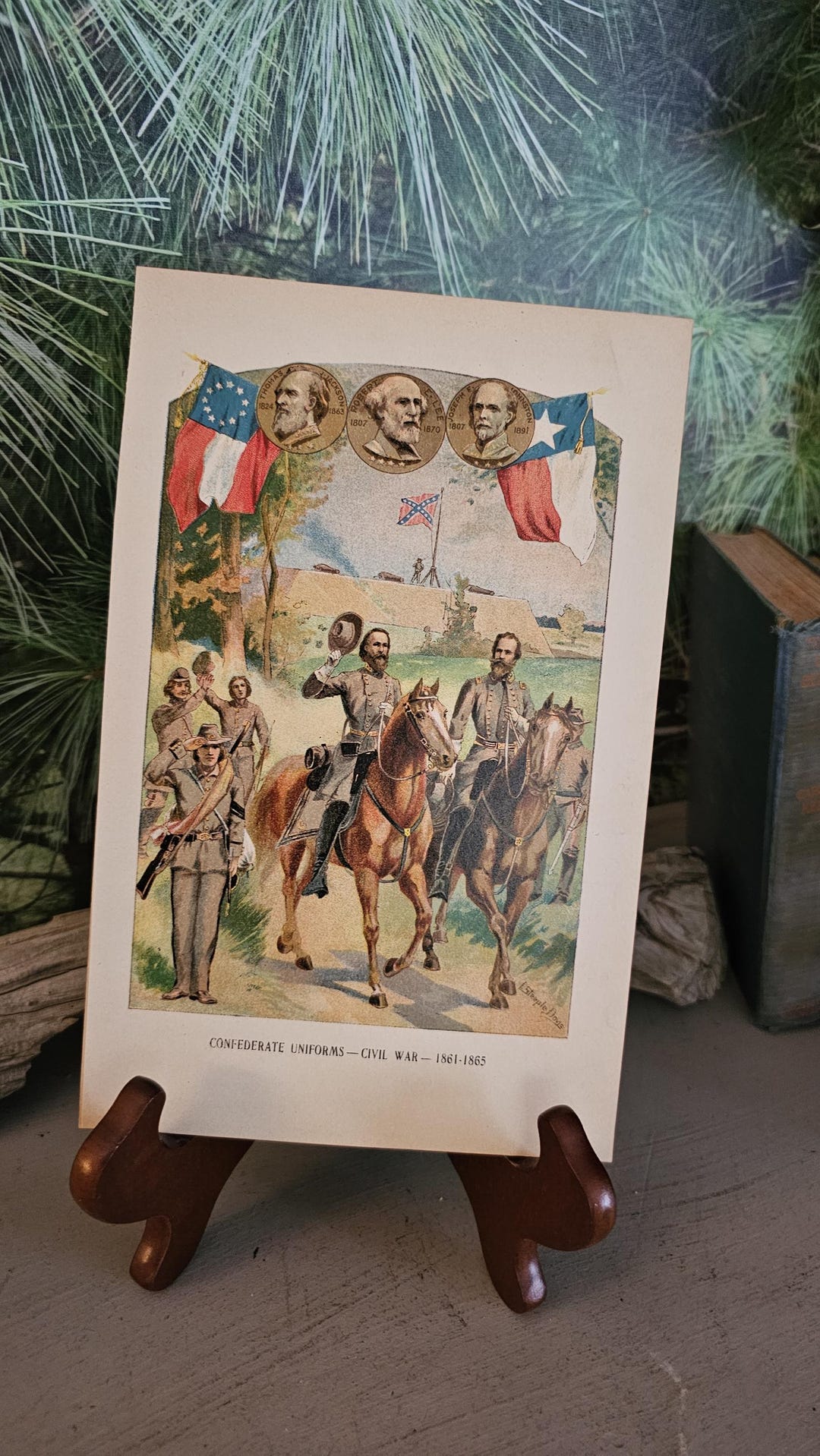 Chromolithograph Bookplate US Civil War Confederate Uniforms - Civil ...