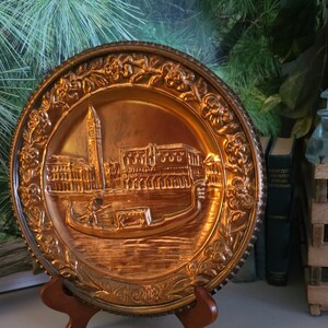 Round Gondola Copper Wall Plate 3D Embossed Italian Canal Scene Vintage ...