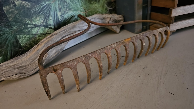 Rustic Cast Iron Rake Head: Distressed Farmhouse Garden Tool - Etsy