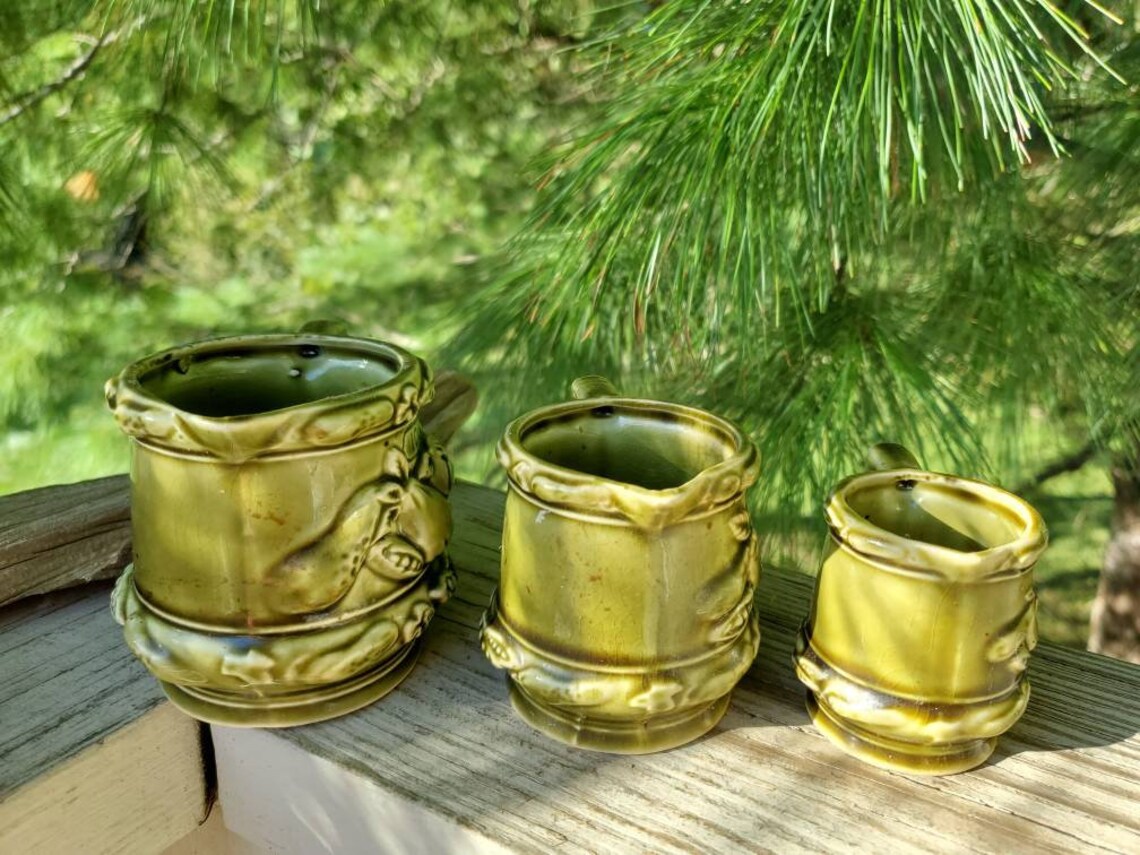 Green Ceramic Stacking Measuring Cups / Set of 3 Ceramic | Etsy