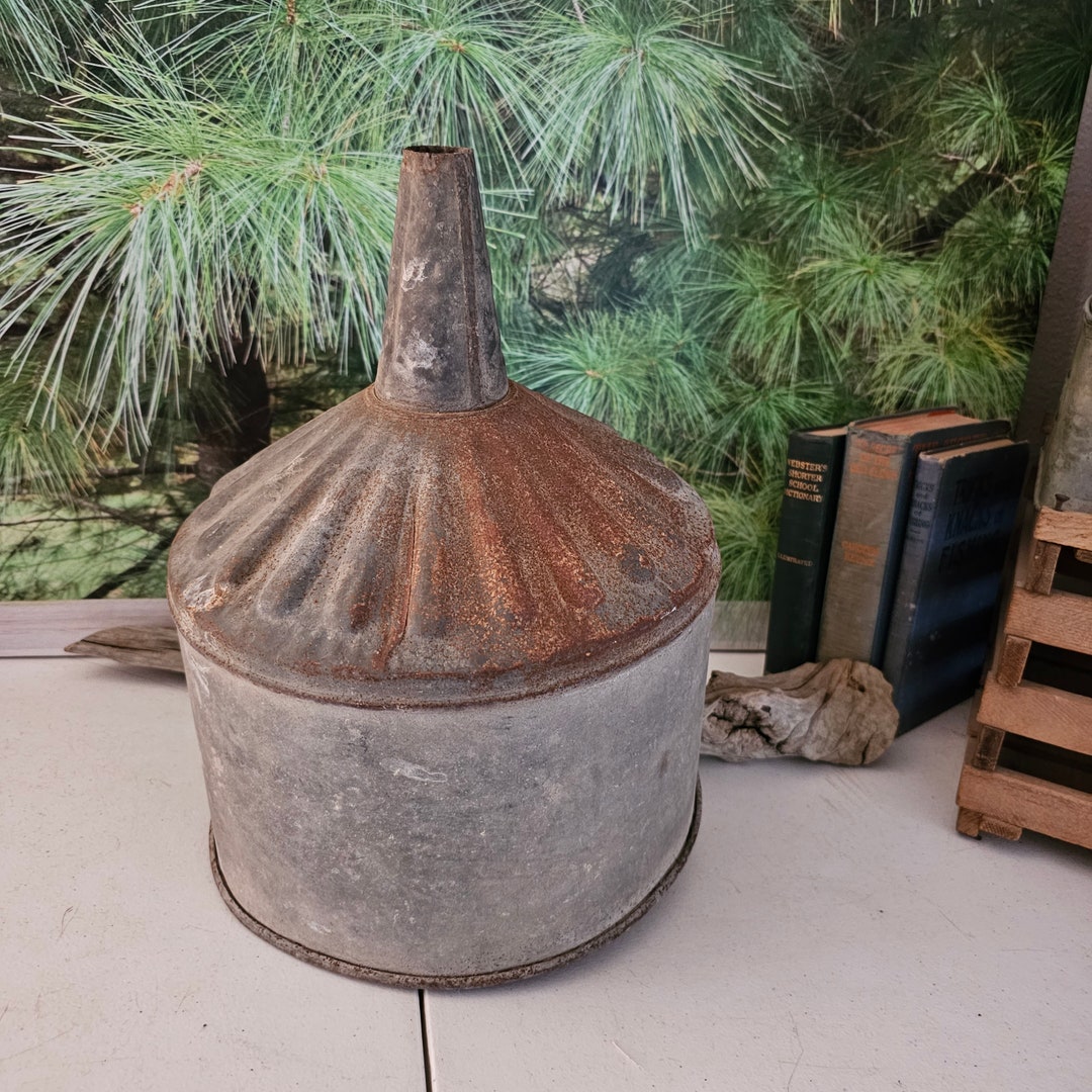 Vintage Galvanized Farm Funnel Distressed Farmhouse Decor Farm Tool ...