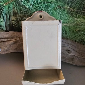 Distressed off White Metal Matchbox Holder With Chippy Paint Rustic ...
