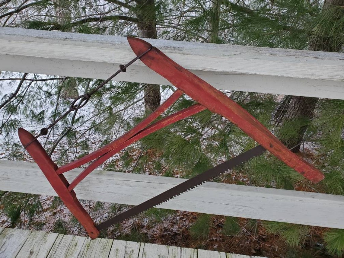 Old Red Painted Buck Saw / Crosscut Bow Saw / Wood Primitive | Etsy Canada