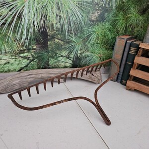 16 Tine Cast Iron Rake Head Rough Rusty Farmhouse Tool Rustic Garden ...