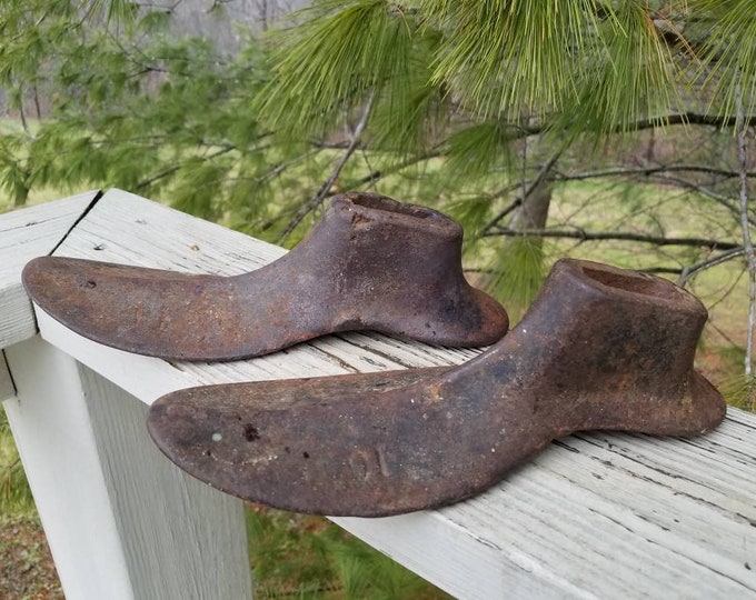 Pair of Cast Iron Shoe Lasts, Size 10 Shoe Forms, Cobbler Tools ...