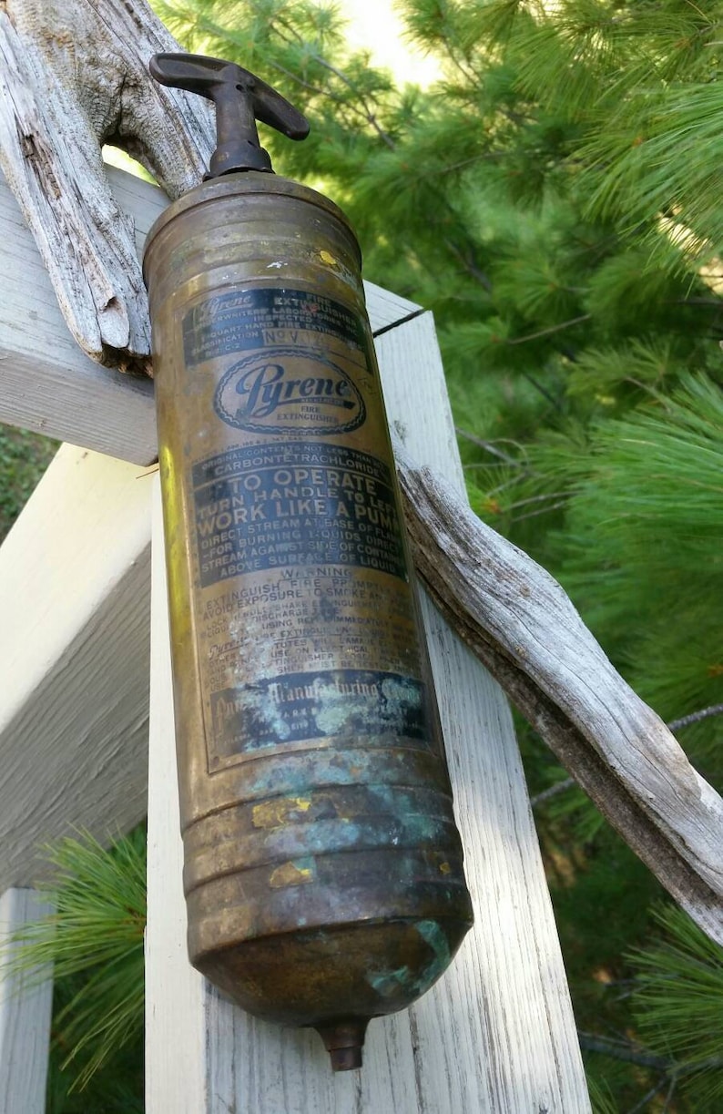 EMPTY Vintage Brass Pyrene Hand Pump Fire Extinguisher 1713 - Etsy