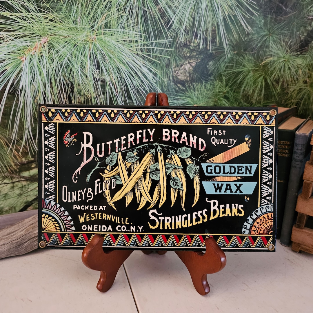 Vintage Butterfly Brand Beans Porcelain Advertising Sign - Etsy