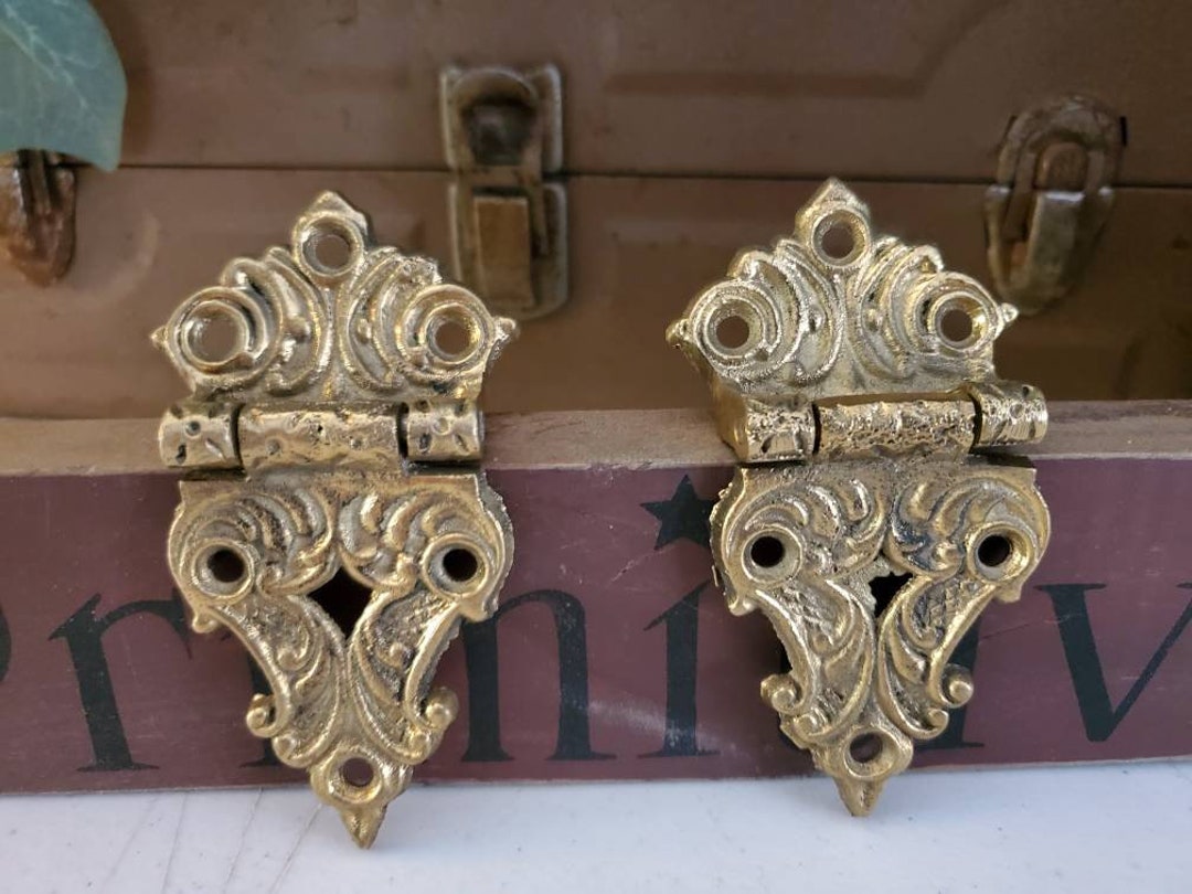 Ornate Brass Ice Box Hinges Set of 2 CRB C 1398 / Pair of Offset ...