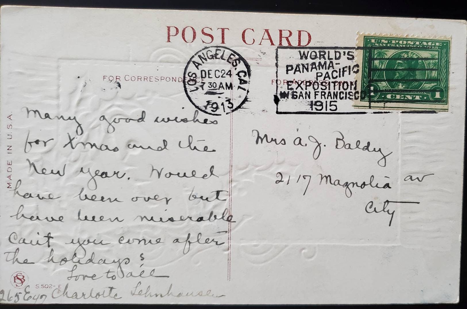 Embossed Cherub with Bells Edwardian Postcard Ephemera Gold Holiday Postcard and Holly Antique ...