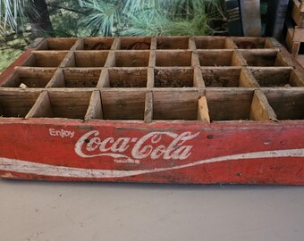Red & White Wood Coca-cola Soda Crate With Metal Bands / Shadow Box ...