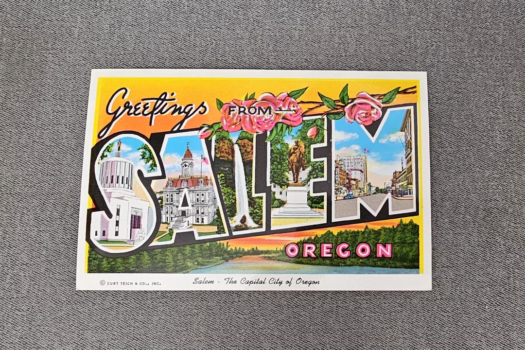 Unused Greetings From OREGON Chrome Postcard With Large Letters ...