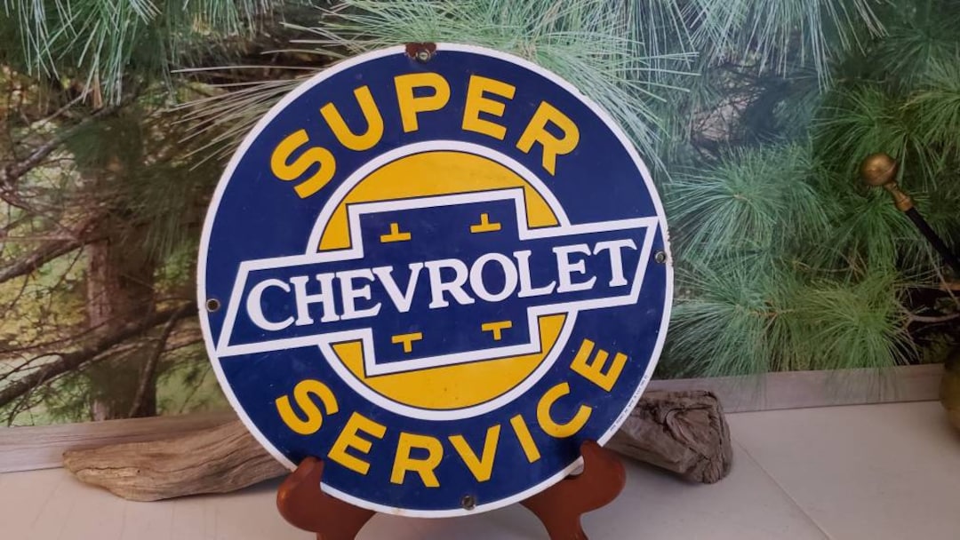 Distressed 1986 Round Porcelain "chevrolet SUPER Service" Advertising ...