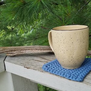 Set of 4 Steel Blue Cotton/nylon Crochet Coasters / Handmade Home ...