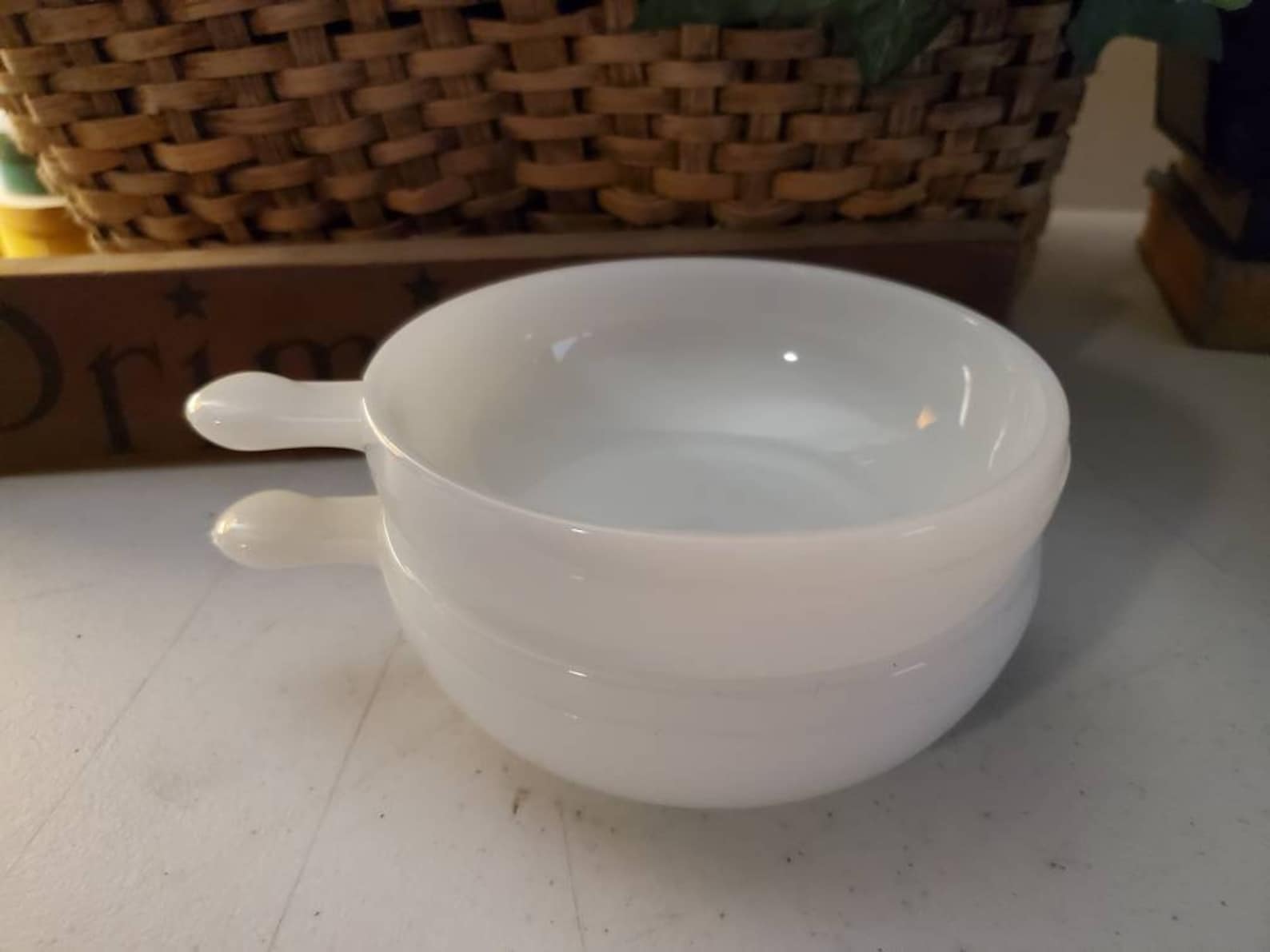 Set of 2 Milk Glass Soup or Gumbo Bowls With Handles / Vintage - Etsy