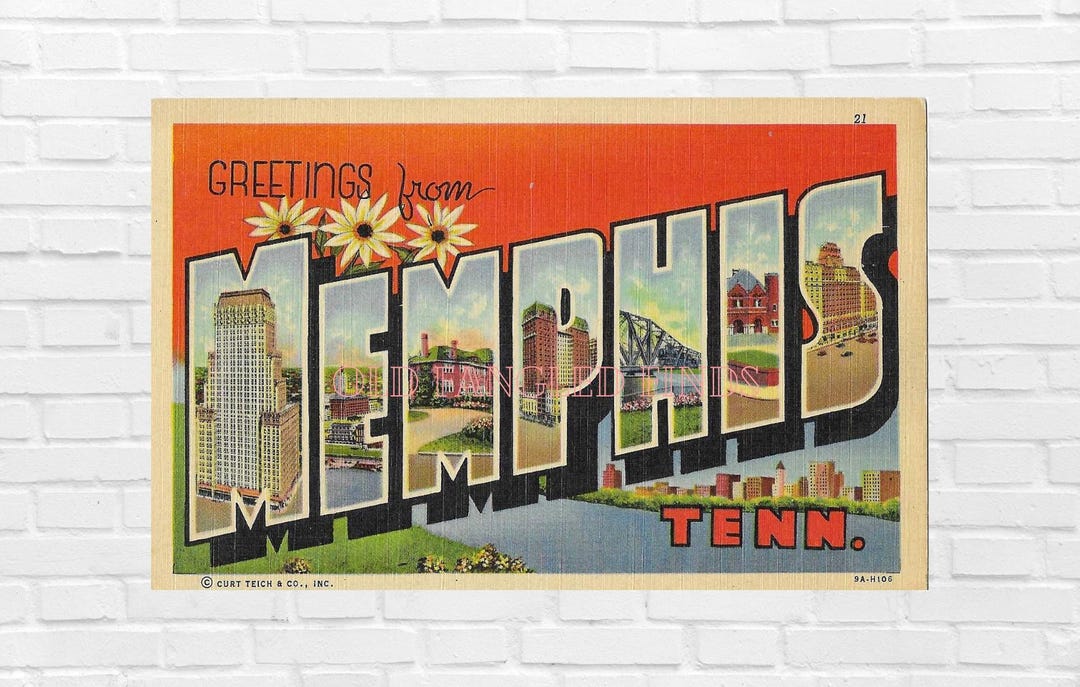 Digital Download Greetings From MEMPHIS TENNESSEE 1930s Linen Postcard ...