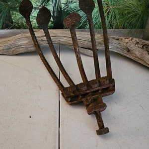 5 Tine Spade Shaped Push Plow Cultivator Rusty Steampunk Decor Garden ...