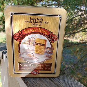 1980s Post Grape Nuts Cereal Tin: Retro Kitchen Storage #1324 - Etsy