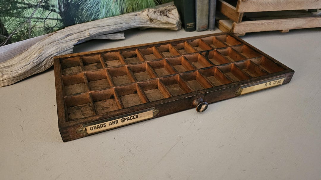 Small Antique Letterpress Tray Wood Printer Drawer Vintage Shadow Box ...