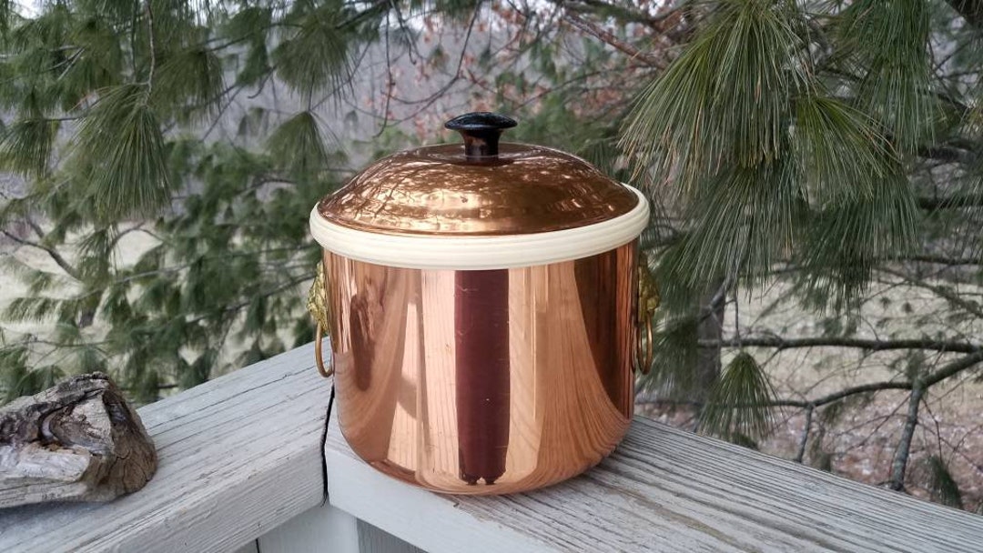 Coppercraft Guild Ice Bucket With Lion Head Handles Copper Ice Bucket ...