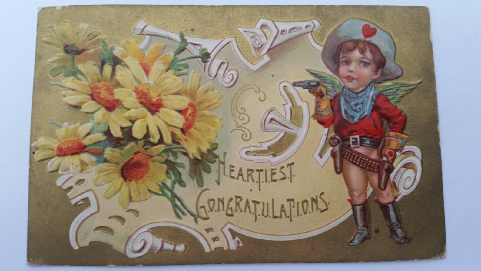 Heartiest Congratulations Little Cowboy With Guns & Hearts Embossed ...