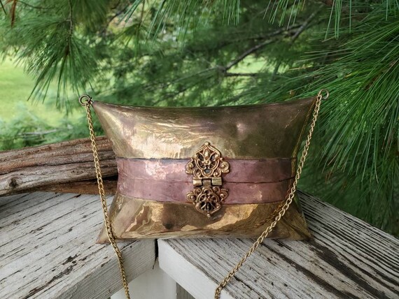 Brass & Copper Pillow Purse Copper/brass Purse With Royal | Etsy