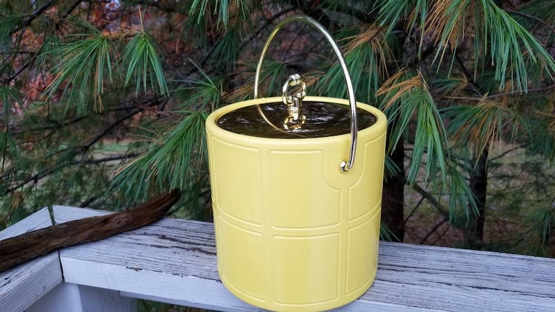 Kraftware Yellow Vinyl Ice Bucket Vintage Bar Ware Retro Ice - Etsy