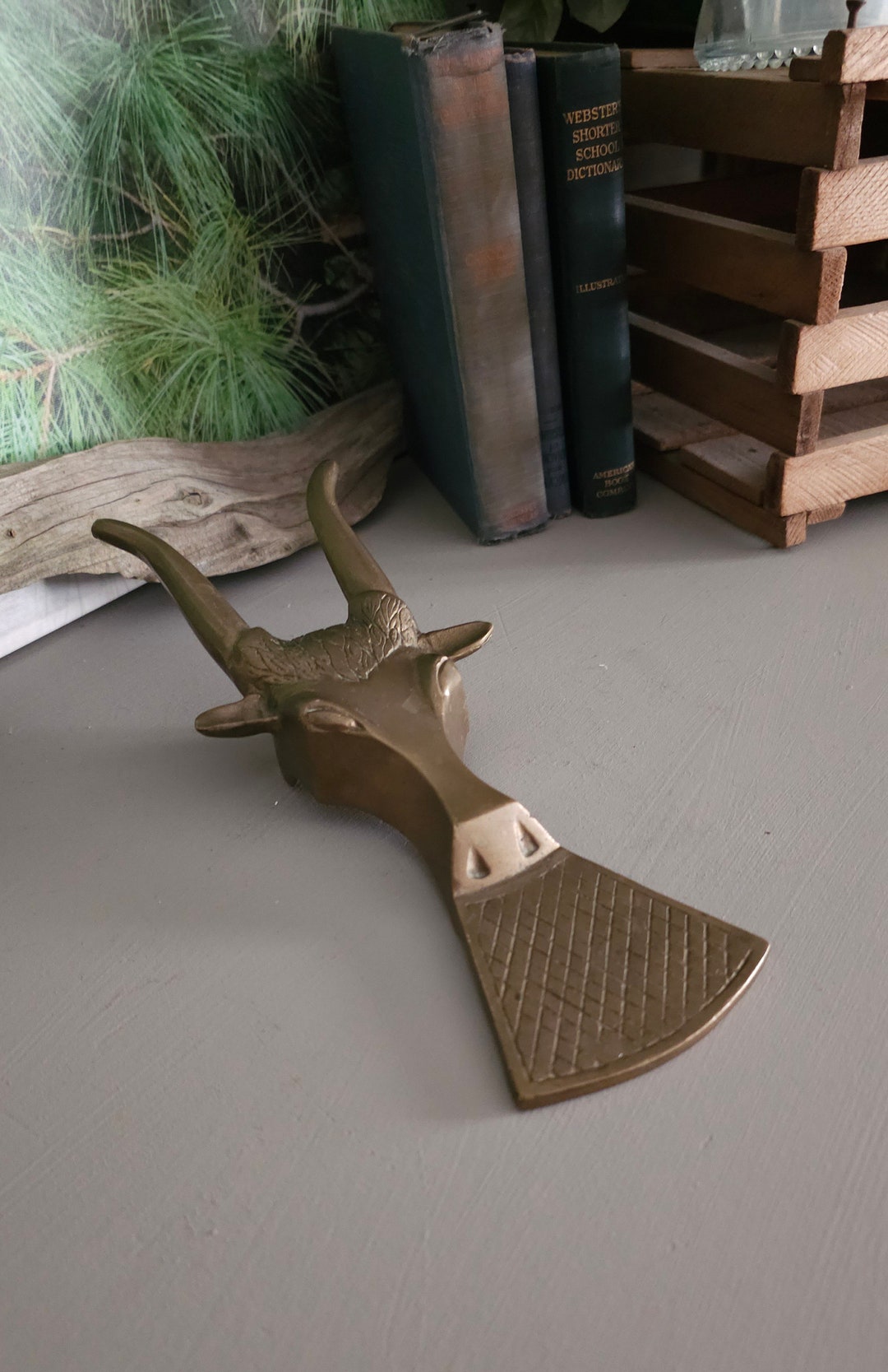 Tarnished Brass Long Horned Steer Boot Jack Western Style Boot Pull ...