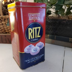 1987 Ritz Cracker Tin Red Yellow & Blue Vintage Cracker Tin Retro ...